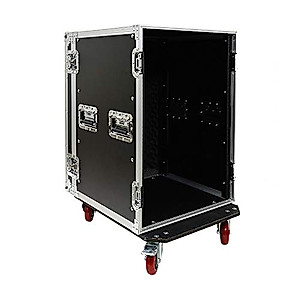 Seismic Audio - SA-PTR-16UC - 16 Space Pro Audio DJ Road Rack Case with Casters - 16U Pro Tour Grade Rack