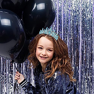 Velscrun Blue Crystal Birthday Tiara Crowns for Women Girls Elegant Princess Crown with Combs Birthday Girl Headband Sash Happy Birthday Party Decorations Birthday Gift Cake Topper Hair Accessories