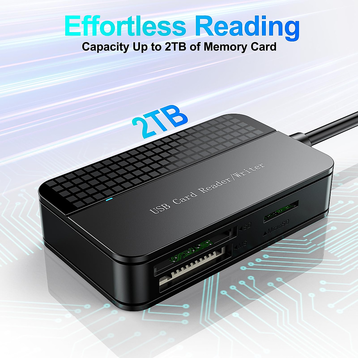 Compact Flash Card Reader, Multi Memory Card 4-in-1 Simultaneous Reading 5Gbps Data Transfer, SD/Micro SD TF/MS/CF External Adapter for Computer PC Camera Laptop