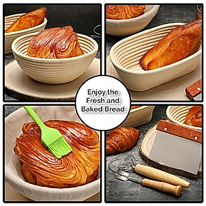 BaverlyBlue 9 Inch Round & 10 Inch Oval Rattan Banneton Baskets Set for Bread Proofing, Natural Rattan Cane Material, Ideal for Home Bakers