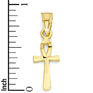 Generic 10k Gold Ankh Pendant, Symbol of Life Jewelry Gifts for Her, Egyptian Cross Protection Charm, Yellow, 2042-37 10k