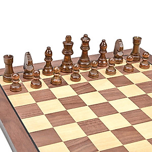 AMEROUS Wooden Chess Pieces Only with 2 Extra Queens / 3.0 Inch King/Storage Bag/Chess Instructions/Chessmen for Chess Borad/Replacement of Missing Pieces (NO Board)