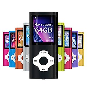 MYMAHDI Support TF Cards Slim 1.8" LCD Mp3 Mp4 Player Media/Music/Audio Player with Accessories Black