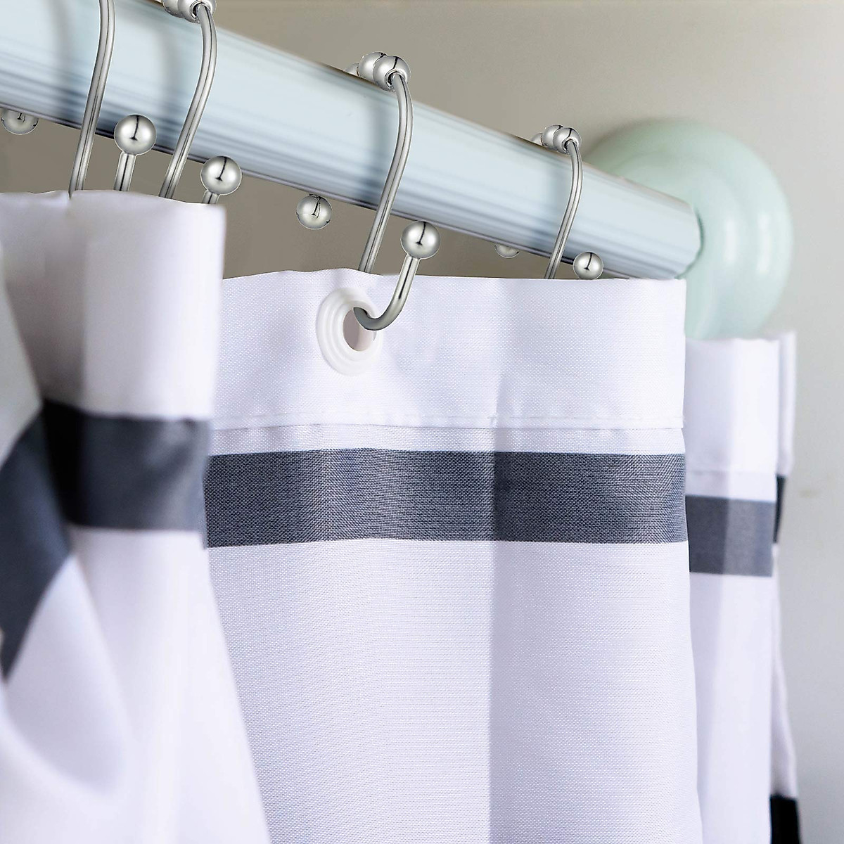 Hotop Stainless Steel Shower Curtain Hooks Rust Resistant Shower Curtain Hook Ring Bathroom S Shaped Hook Hanger for Kitchen Utensils, Shower Curtain, Clothes, Towels (12 Pieces)