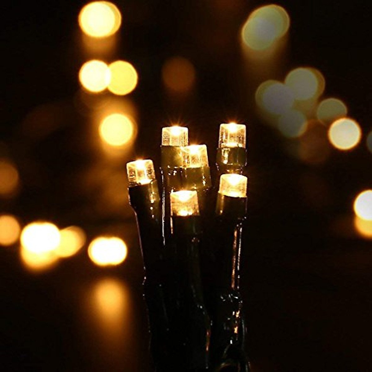 4 Pack- Battery Operated Outdoor Christmas Tree String Lights with 50 Warm White LEDs on 16.5ft/5m of Dark Green Cable,Ambiance Lighting for Bedroom Patio Garden Gate Yard Parties Wedding Decoration