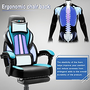 LEMBERI Gaming Chairs for Adults,Ergonomic Video Game Chairs with footrest,Big and Tall Gaming Chair 400lb Weight Capacity, Racing Style Computer Gamer Chair with Headrest and Lumbar Support