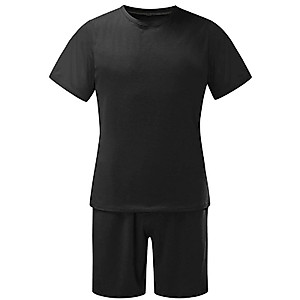 Sinzelimin 2021 Mens Sport Set Summer Outfit 2 Piece Set Short Sleeve T Shirts and Shorts Casual Stylish Sweatsuit Set