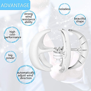 TQ 8000W Vertical Axis Wind Turbines Generator Lantern, 12V 24V 5 Blades Motor Kit for Home Hybrids Streetlight Use Electromagnetic,24v