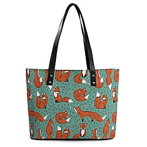 Womens Handbag Animal Foxes Leather Tote Bag Top Handle Satchel Bags For Lady