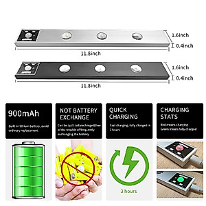 Under Cabinet Lights, 11.8 Inch Motion Sensor Light Indoor, USB Rechargeable Counter Lights for Kitchen, Cat Eye Lighting Dimmable Wireless Rechargeable Magnetic Stick for Closet (Silver, 1PCS)