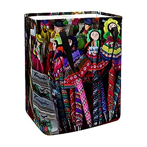Handmade Puppet Print Collapsible Laundry Hamper, 60L Waterproof Laundry Baskets Washing Bin Clothes Toys Storage for Dorm Bathroom Bedroom