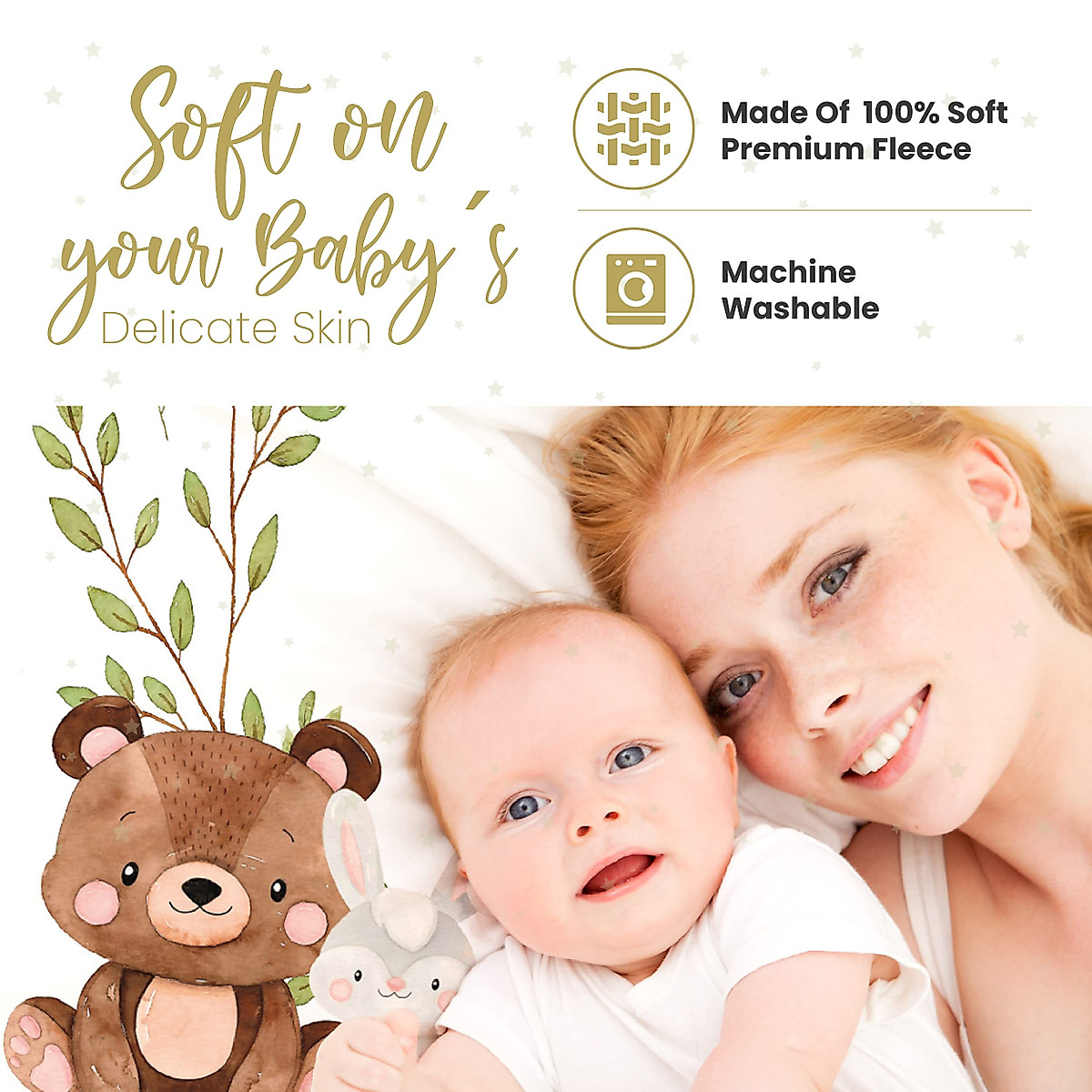 Paishanas Baby Monthly Milestone Blanket Boy or Girl Woodlands Baby Milestone Blanket Premium Fleece Monthly Baby Milestone Large Size Milestone Blanket for Baby Boy Baby Photo Blanket