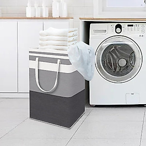 2 Pack Large Laundry Basket,Waterproof, Freestanding Laundry Hamper, Collapsible Clothes Hamper with Extended Handles for Clothes in The Dorm and Family (A)