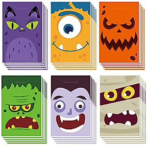 DERAYEE Halloween Trick-or-Treat Bags, 72 Pack Halloween Goodie Candy Bags Large Plastic Gift Bag Party Favor Supplies