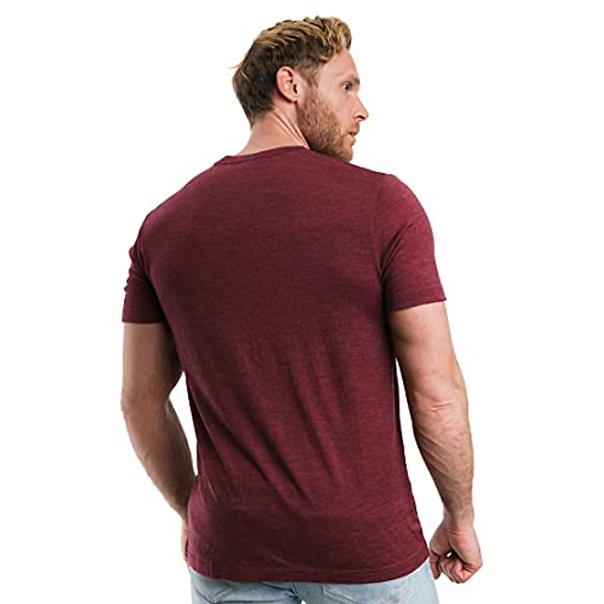 Merino.tech 100% Organic Merino Wool Lightweight Men's T-Shirt (Burgundy, Large)