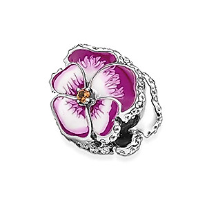 Pandora Pink Pansy Flower Charm Bracelet Charm Moments Bracelets - Stunning Women's Jewelry - Gift for Women in Your Life - Made with Sterling Silver, Cubic Zirconia & Enamel