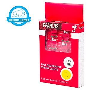 Silver Buffalo Peanuts Snoopy 20ct Decorative String Lights, 7 Feet Long, Warm White LED