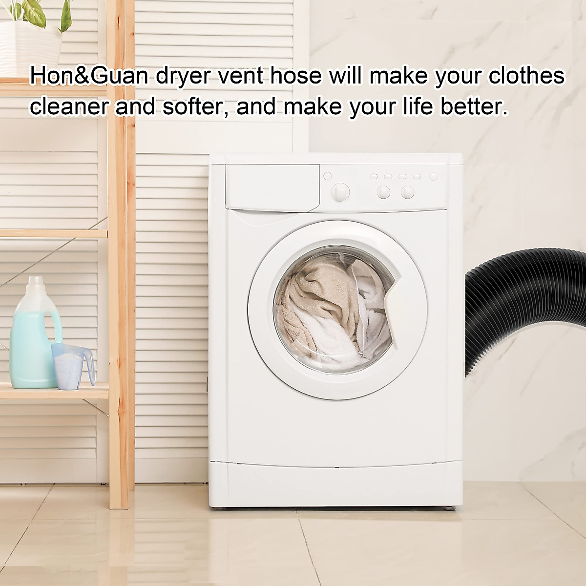 Hon&Guan 3" x 8FT Insulated Duct with Aluminum Foil, Flexible Dryer Vent Hose for HVAC Ventilation and Duct Fan Systems, 2 Clamps Include