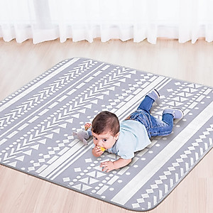 Boho Portable Baby Play Mat, 43 x 43 Inch Washable Foldable Crawling Mat, Non Slip Playmat for Babies, Kids Play Mats Pad for Floor Playpen Toddler Infants Tummy Time Activity