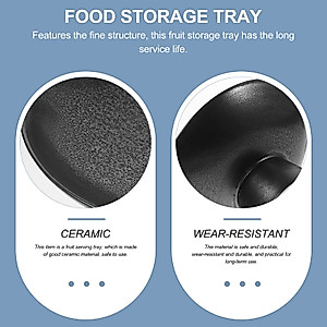 CALLARON Ceramic Fruit Bowl Vintage Ceramic Plates Footed Bowl Pasta Bowls Food Serving Dish Fruit Salad Dinner Plates Pasta Dessert Plates Serving Trays for Appetizer Sushi Fruit Black