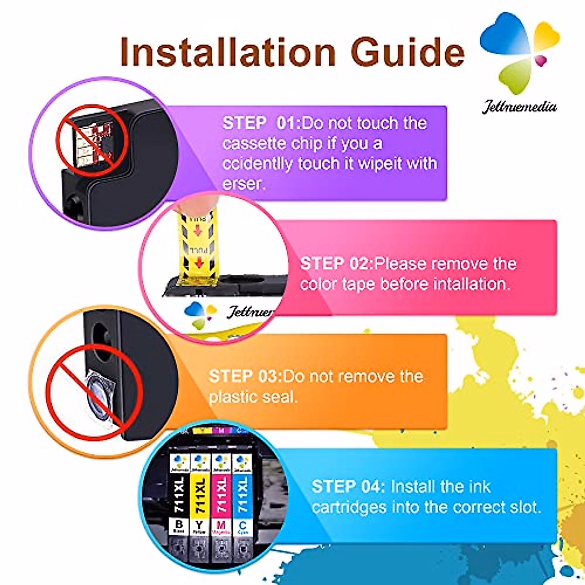 JTM 711XL Compatible Ink Cartridge Replacement for HP 711 711XL CZ133A CZ129A Work with HP Designjet T120 T520 T530 24-in T520 T530 36-in Printer(5-Pack,2 Black,1 Cyan,1 Magenta,1 Yellow)