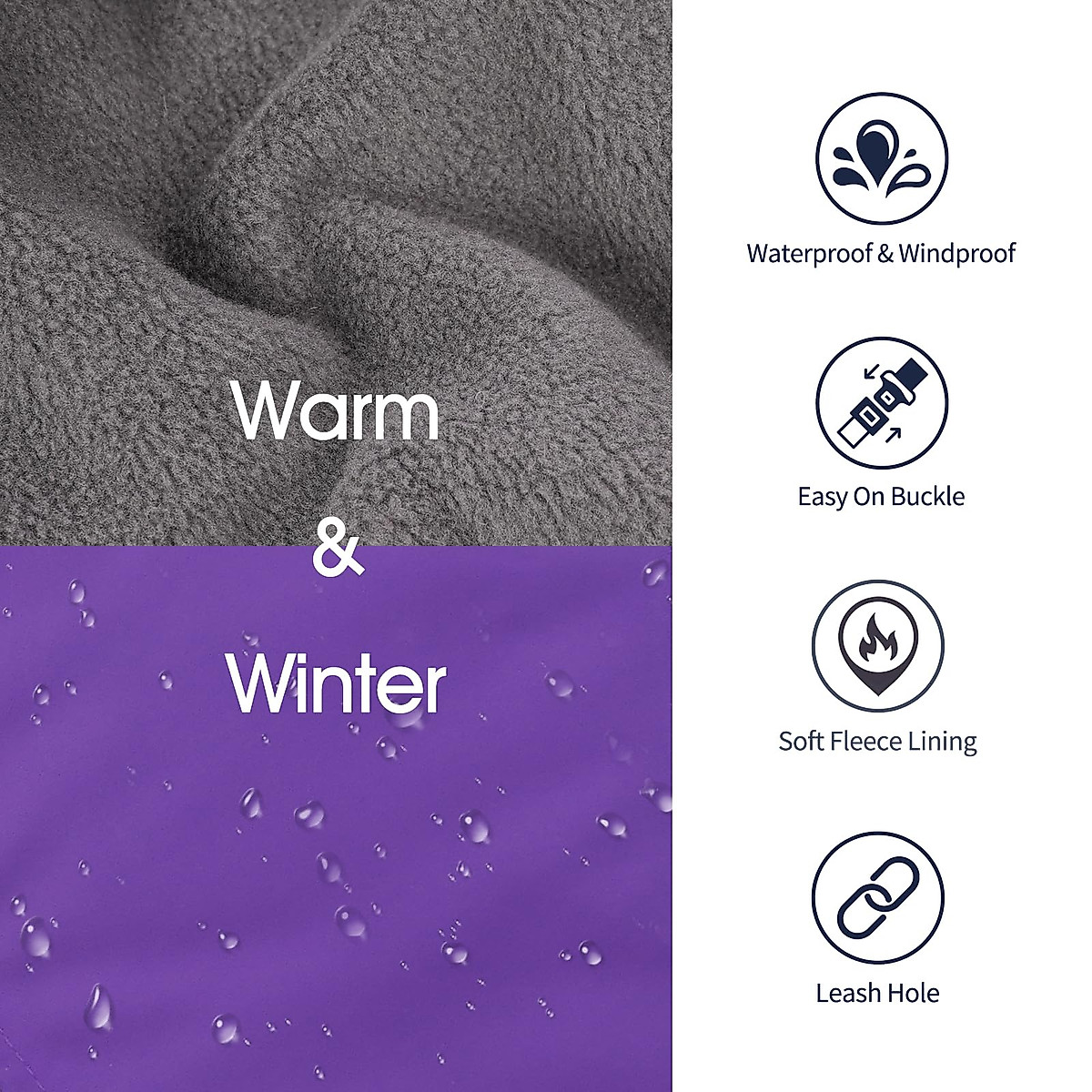 IECOii Extra Warm Dog Coat Reflective Adjustable Dog Jacket Dog Winter Coat with Buckle Fleece Turtleneck Dog Jacket for Cold Weather Soft Winter Coat for Small Medium Extra Large Dogs