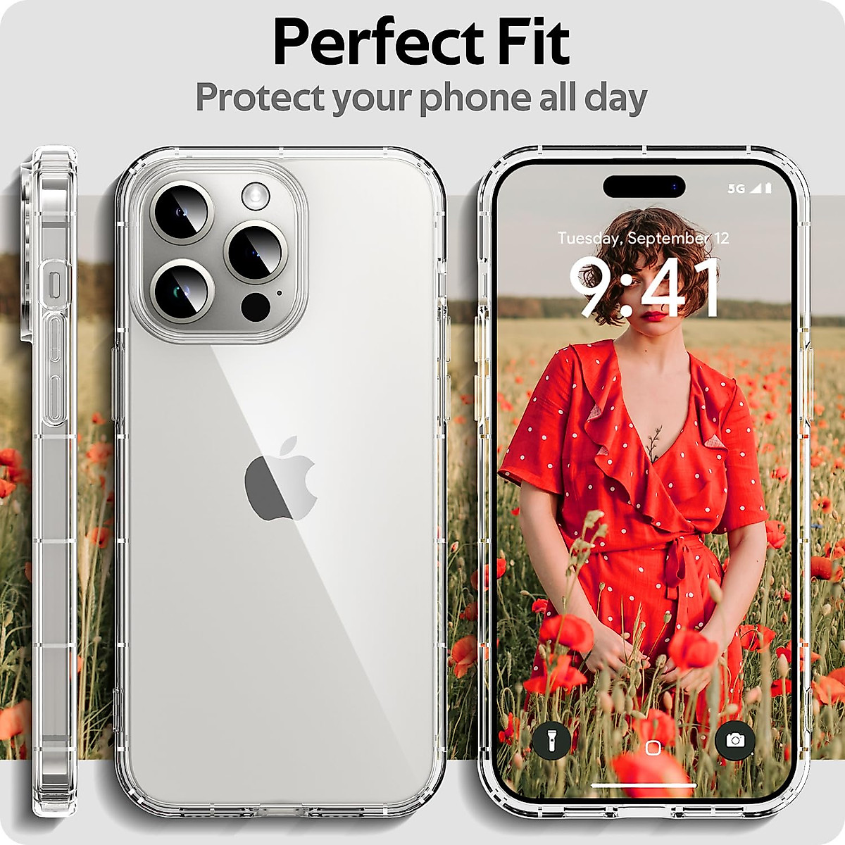 Clear Case for iPhone 15 Pro Max Aeska Ultra [Slim Thin] Flexible Scratch Resistant Transparent TPU Shockproof Gel Rubber Soft Silicone Protective Phone Case Cover for iPhone 15 Pro Max 6.7'' (Clear)