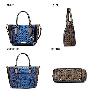 MKF Collection Satchel Bag for Women’s,Crocodile Embossed Vegan leather Crossbody Tote Handbag Top-Handle Purse