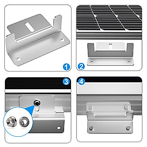 POWOXI Solar Panel Mounting Brackets， Aluminum Anti-Corrosion Mounting Brackets for RV, Trailer, Boat, Yacht, Wall and Other Off Gird Installation, Set of 4 Units（16Pcs）