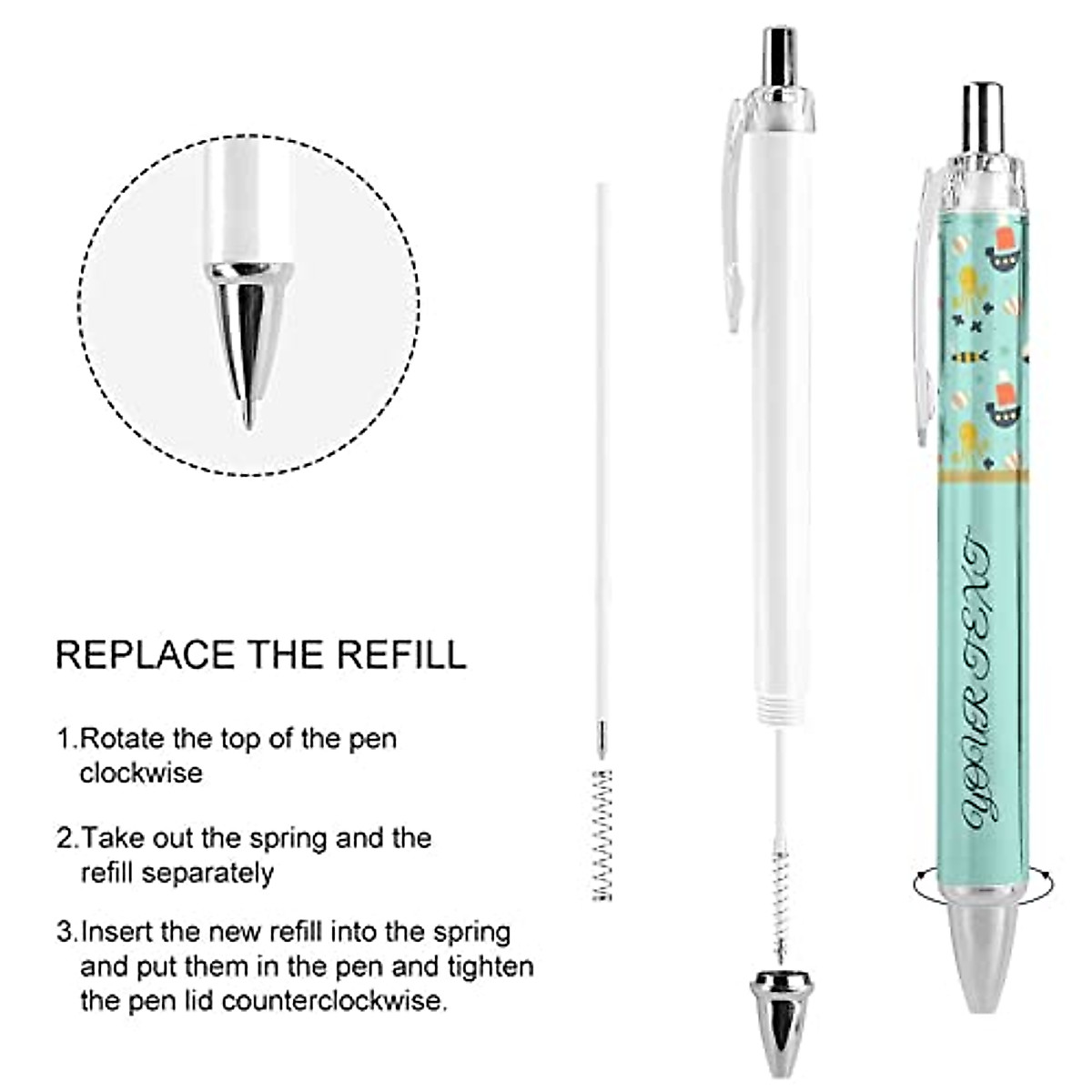 Personalized Custom Cute Anchor Octopus Fish Pens with Stylus Tip, Customized Engraving Ballpoint Pens with Name Massage Text Logo, Gift Ideas for School Office Business Birthday Graduation Anniversar