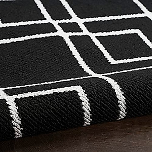 Nourison Modern Lines Modern Geometric Black 5' x 7' Area-Rug, Easy-Cleaning, Non Shedding, Bed Room, Living Room, Dining Room, Kitchen (5x7)