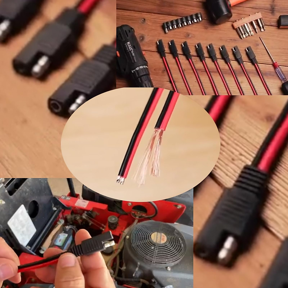 Crynod 8 PCS 14AWG Quick Connector, Waterproof Durable PVC Vehicle Wire SAE Connector Replacement, Universal Bendable 2 Pin Automotive Accessories for Motorcycle Truck Car SUV (Red)