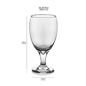 Libbey Classic Goblet Party Glasses, 16.25-ounce, Set of 12