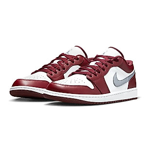 Jordan Men's Air Jordan 1 Low Sneaker, Cherrywood Red/Cement Grey, 10.5