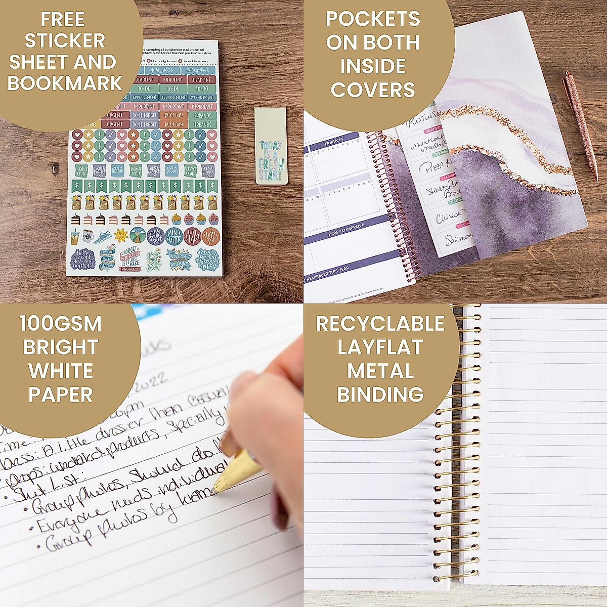 bloom daily planners 2024 (8.5" x 11") Calendar Year Day Planner (January 2024 - December 2024) - Weekly/Monthly Dated Agenda Organizer with Tabs - Daydream Believer, Lavender