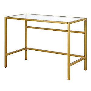 Henn&Hart 42" Wide Rectangular Writing Desk in Brass, Laptop Desk, Computer Desk, Home Office