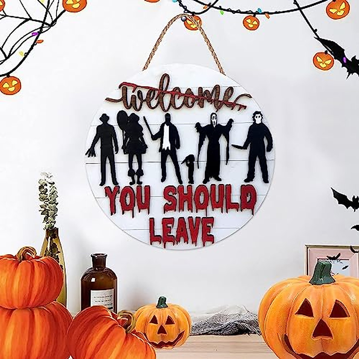 Spooky 3D Halloween Welcome Sign for Front Doors | Horror Home Decor