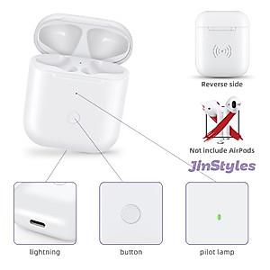 Compatible with AirPods 1 2,Wireless Airpods Charging Case with Bluetooth Pairing Sync Button,Air pods Charger Case Replacement,White