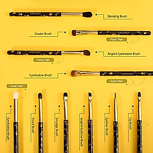 Docolor Eye Makeup Brushes 10Pcs Skull Printed Eyeshadow Makeup Brush Set Blending Concealer Eyebrow Eye Liners Premium Synthetic Eyeshadow Crease Brow Brush