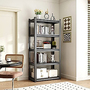 LUCYPAL 5-Tier Adjustable Metal Storage Shelves,Heavy Duty Garage Shelving Utility Rack for Garage,Warehouse,Pantry,Kitchen,35.4”W x 15.7”D x 72”H,Black