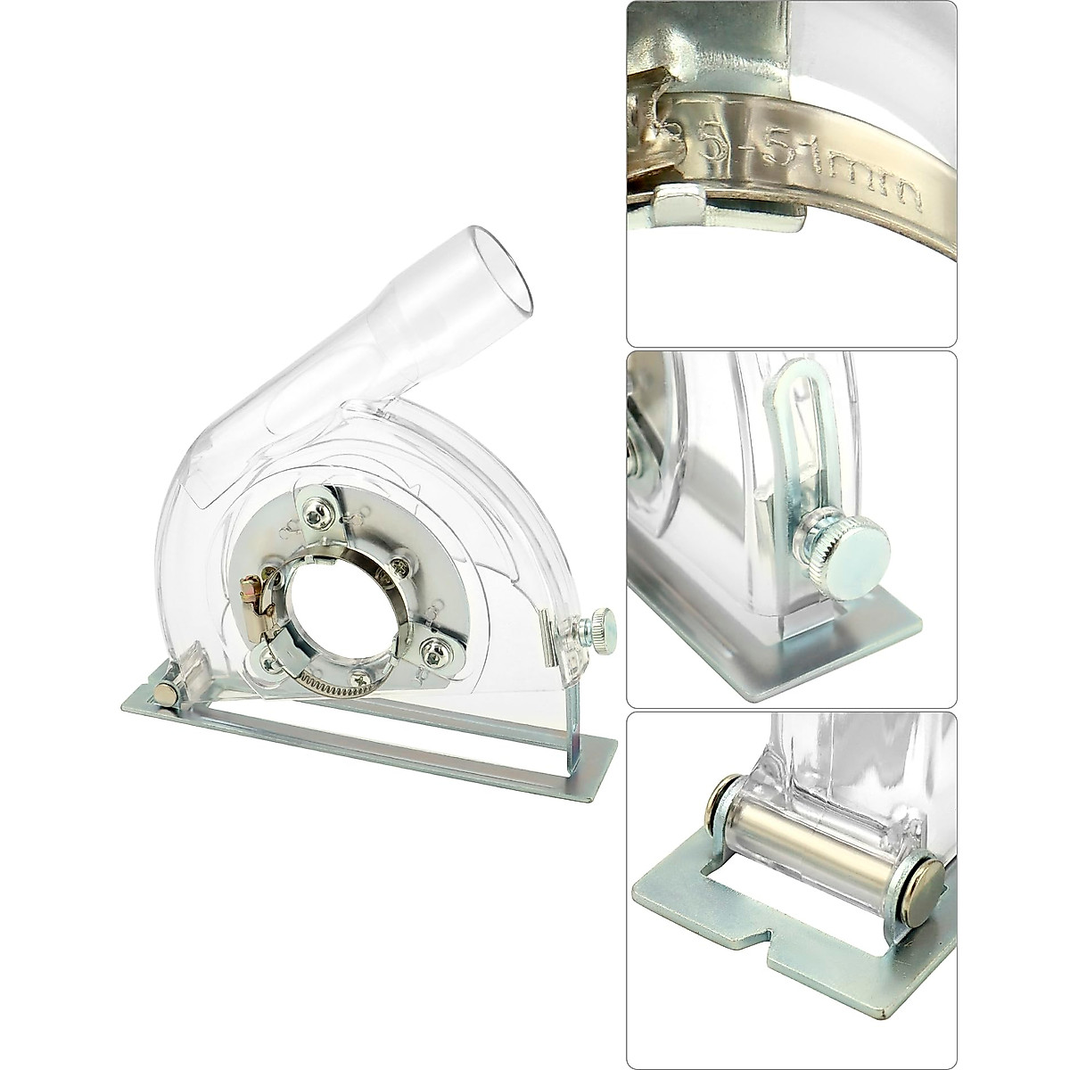 QWORK Cutting Dust Shroud for Angle Grinder 4-1/2" to 5", Transparent Cutting Dust Shroud Grinding Cover, Angle Grinder Dust Collection Attachment