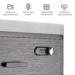 Soohow 3 Mobile Smart Lock Small Rolling Desk Unit Storage Drawers Black Filing Cabinet for Home Office Business