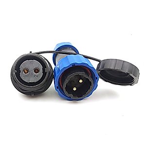 SD20 2pin Waterproof Connector, Circular IP68 LED Solar Panel Power Cable Plug Heavy Industrial Connector (2pin, Panel Mount)