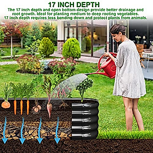 Bluyard Raised Garden Bed 8x2x1.4 ft Zinc-Aluminum-Magnesium Coated Steel Planter Box Outdoor with Rubber Edge Tools and Gloves 9-in-1 Garden Bed Kit for Vegetables Flowers Fruits and Herbs, Dark Gray