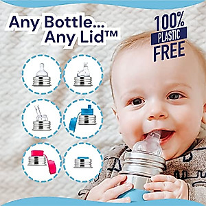 Pura Kiki 11oz/325ml Stainless Steel Sippy Cup Bottle w/Sleeve, Plastic-Free, MadeSafe Certified, Medical-Grade XL Silicone Sipper Spout Fast Flow Rate for Kids, Toddlers, Babies & Infant - Aqua