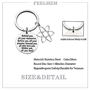 FEELMEM Atom Science Keychain Chemist Gift Future Scientist Gift Behind You All Your Memories Atomic Science Gift Science Student Graduation Gift
