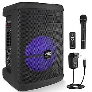 Pyle Portable Bluetooth PA Speaker - 500W 15” Rechargeable Outdoor BT Karaoke Audio System - TWS, Party Lights, LED Display, FM/AUX/MP3/USB/SD, 6.5mm In, Carry Handle - Wireless Mic, Remote Control