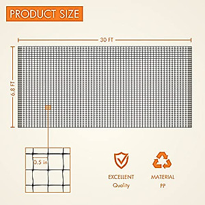 Gardzen 6.8ft x 30ft Anti Bird Netting, Pond Net with 20pcs Cable Ties - Protect Your Garden Vegetables Fruit Plants Ponds