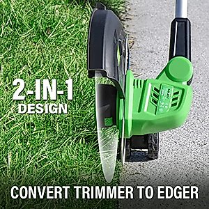 SOYUS Weed Wacker Cordless, 12 Inch String Trimmer Battery Powered with Battery and Charger, Lightweight Edger Trimmer with 8 Pcs Replace Spool Trimmer Lines