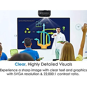 Optoma S334e SVGA Bright Professional Projector Lights On Viewing with 3,800 Lumens Latest DLP Technology Business Presentations Classrooms or Home 15,000 hour lamp life Speaker Built In Portable Size